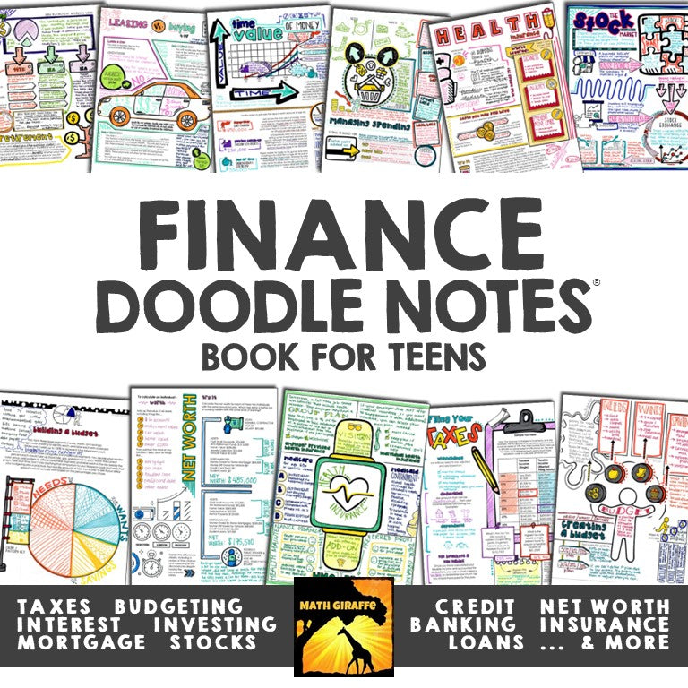 Financial Literacy Doodle Note Book for Teens – Math Giraffe Shop