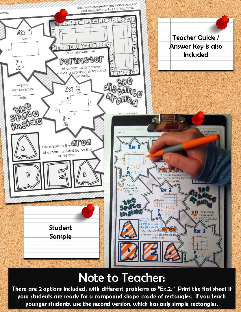 Area & Perimeter Doodle Notes – Math Giraffe Shop