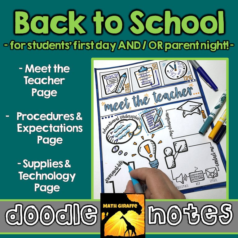 Back to School Doodle Notes – Math Giraffe Shop
