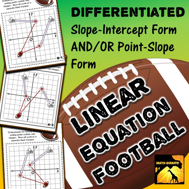 Linear Equations Football Game – Math Giraffe Shop