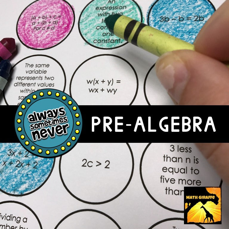 Always, Sometimes, or Never: Critical Thinking Activities for Pre-Alge ...