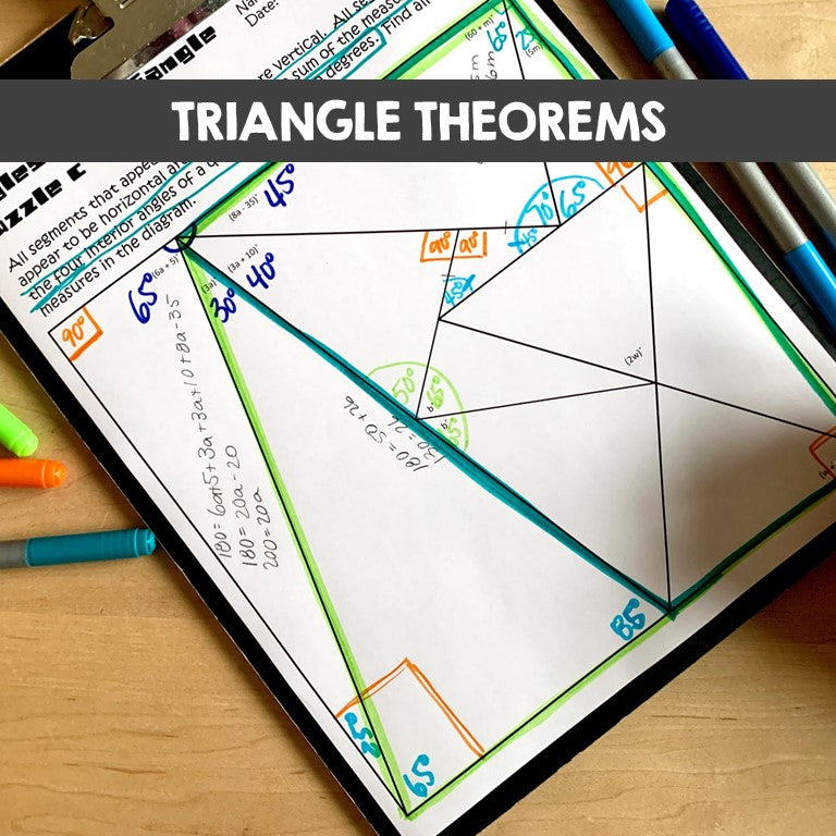 Angle Puzzles Challenge Set Solving For Missing Angle Measures Using Math Giraffe Shop
