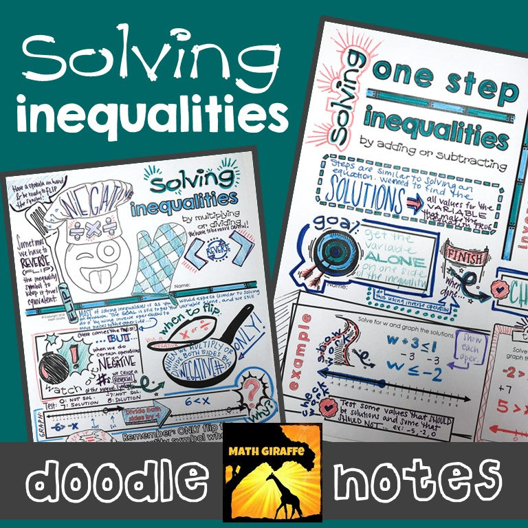 Solving Inequalities Doodle Notes Set – Math Giraffe Shop