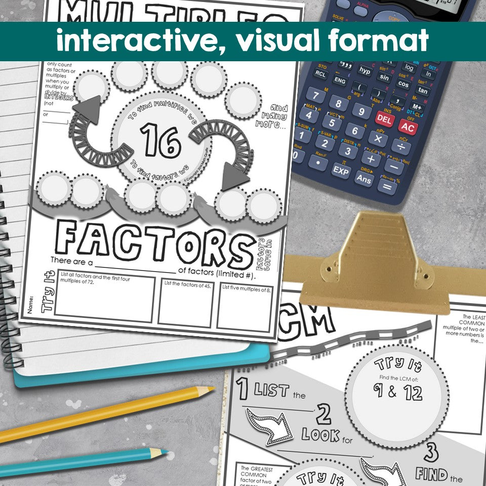 Factors & Multiples Doodle Notes – Math Giraffe Shop
