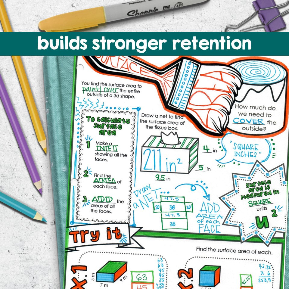 Volume and Surface Area Doodle Notes – Math Giraffe Shop