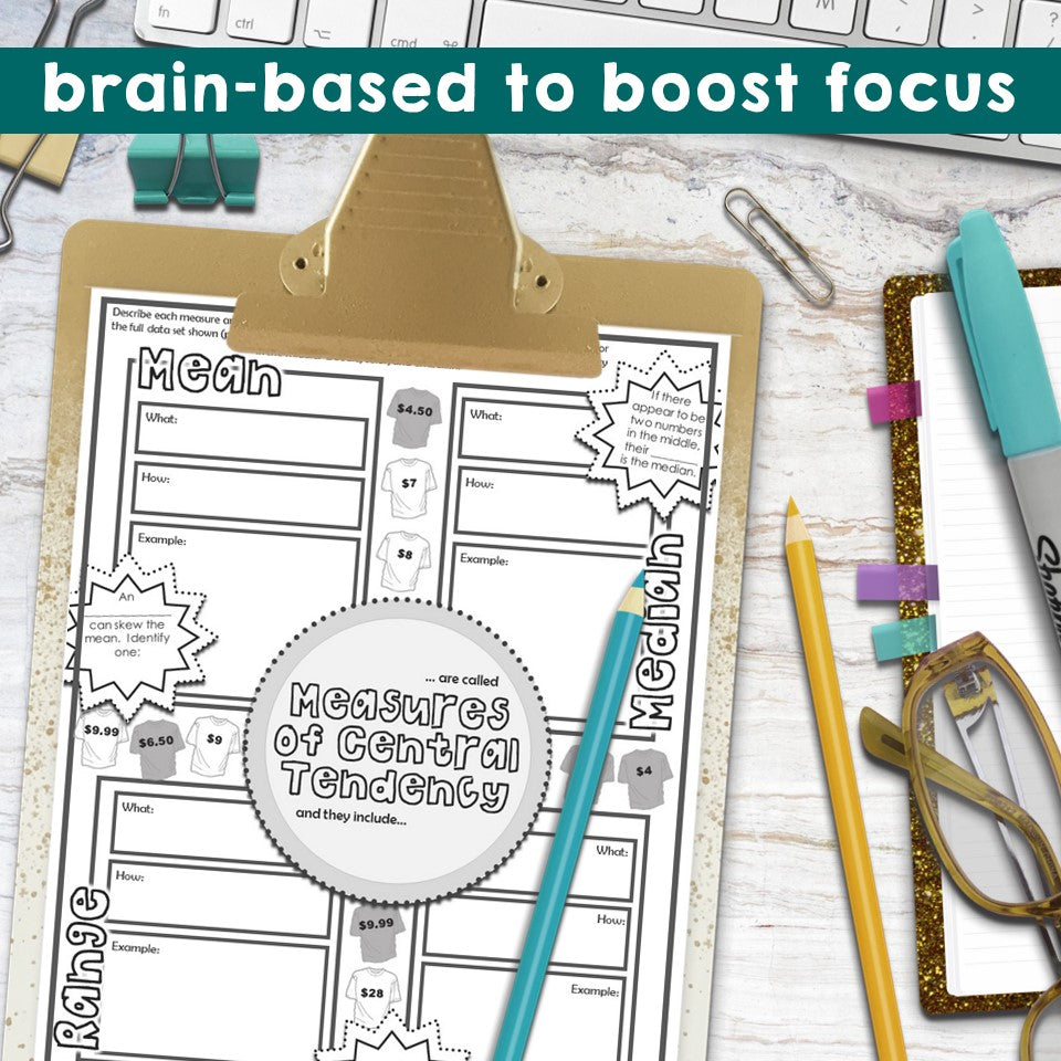 Measures of Central Tendency Doodle Notes (Mean, Median, Mode, & Range ...