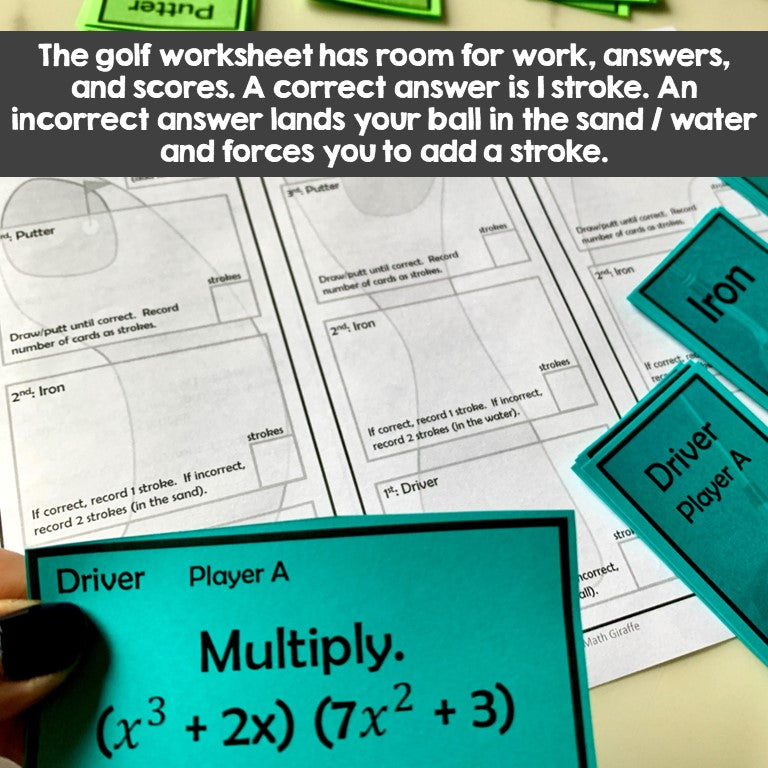 Multiplying Polynomials - Golf Game – Math Giraffe Shop