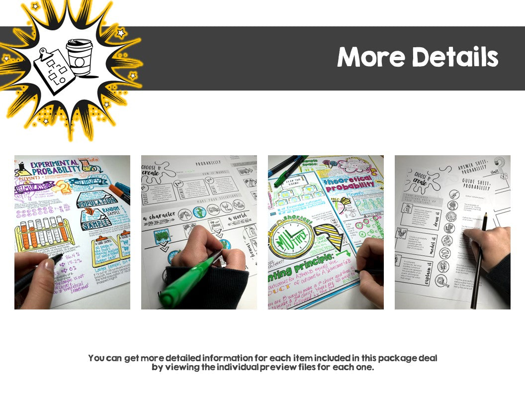 Probability PACKAGE DEAL | Doodle Note Sets + Creative Quiz for Middle ...