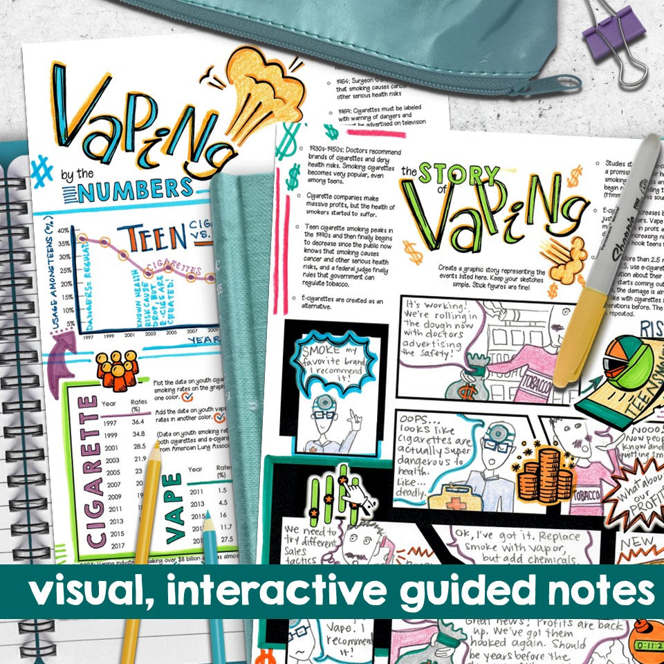 Dangers of Vaping Doodle Notes for Teens | E-cigs by the Numbers – Math ...