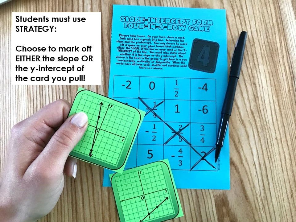 Slope-Intercept Form Four-In-A-Row Game – Math Giraffe Shop