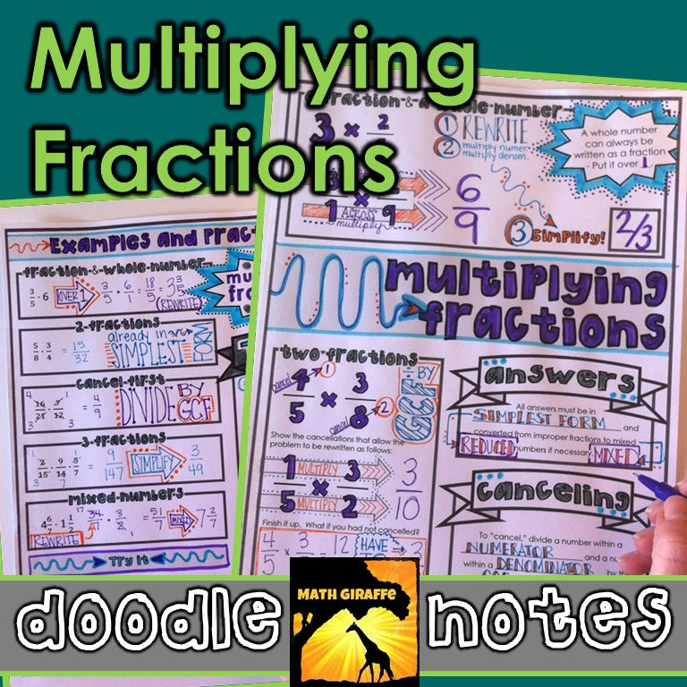 Multiplying Fractions Doodle Notes – Math Giraffe Shop