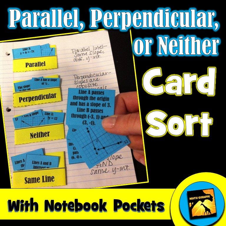 Parallel, Perpendicular, or Neither Card Sort (for Linear Equations ...