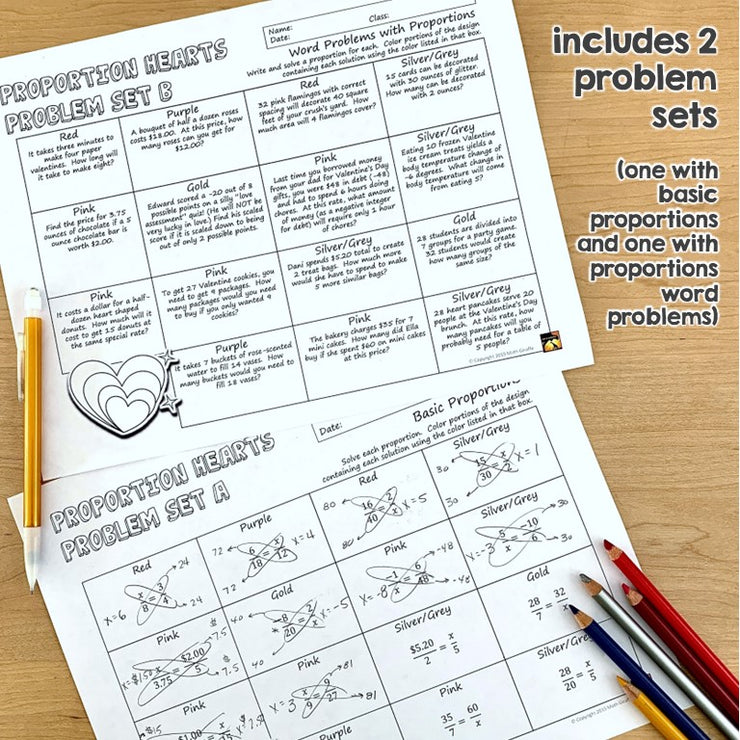 Valentine's Day Solving Proportions Activity: Solve and Color – Math ...