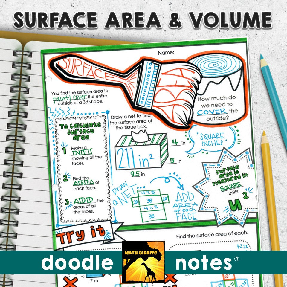 Volume and Surface Area Doodle Notes – Math Giraffe Shop